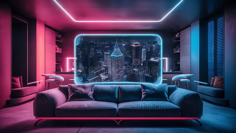 Immersive Virtual Reality Mockup, Modern Living Room Interior Design ...