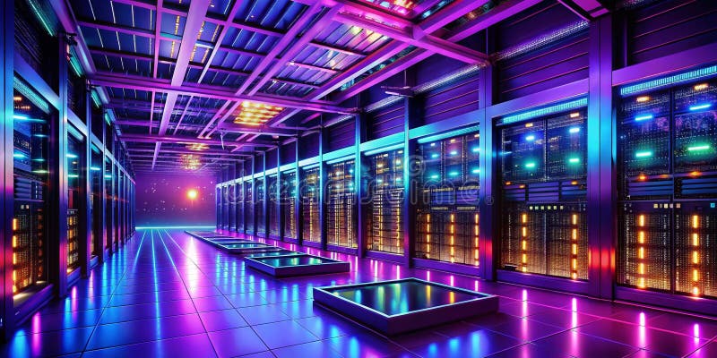 Immersive Visualization of a Modern Big Data Center Isometric 3D Render ...