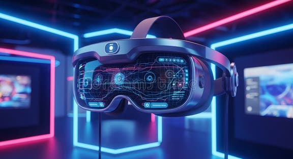 Immersive VR Experience: Futuristic Headset Displaying Advanced Tech ...