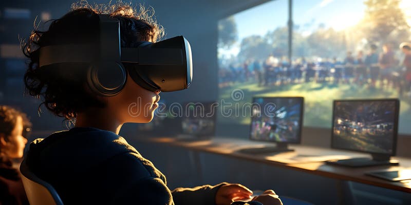 Immersive VR Gaming Experience Background Wallpaper Stock Illustration ...