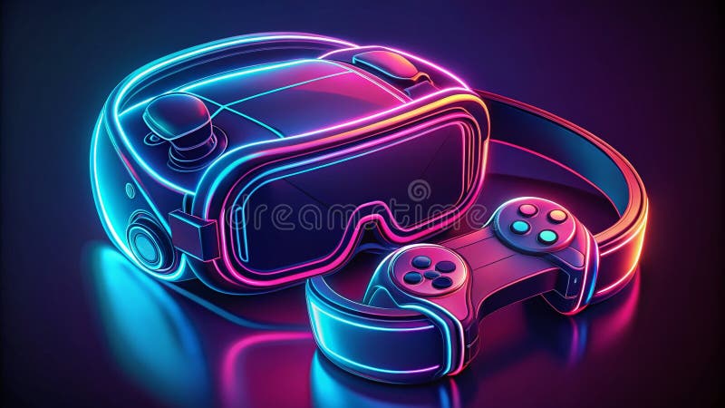 Immersive VR Gaming Experience Futuristic Line Art Headset and ...