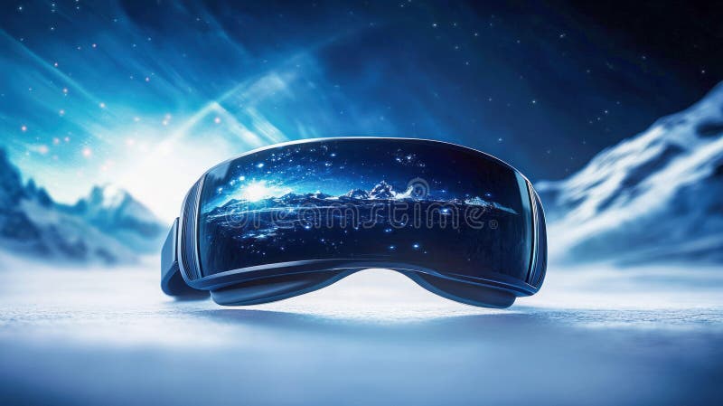 Immersive Vr Headset Reflecting Earth in Cosmic Space Stock ...