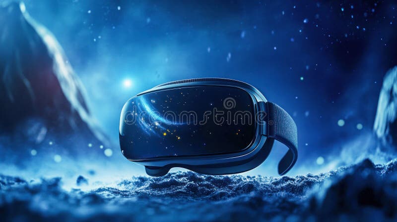 Immersive Vr Headset Reflecting Earth in Cosmic Space Stock ...