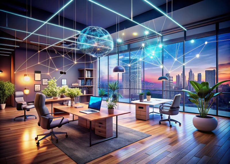 Immersive Workspace Design Futuristic Office Interior with Virtual ...