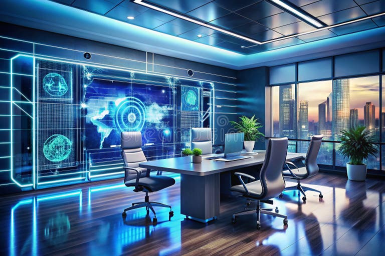 Immersive Workspace of the Future a Stunning 3D Render of a HighTech ...
