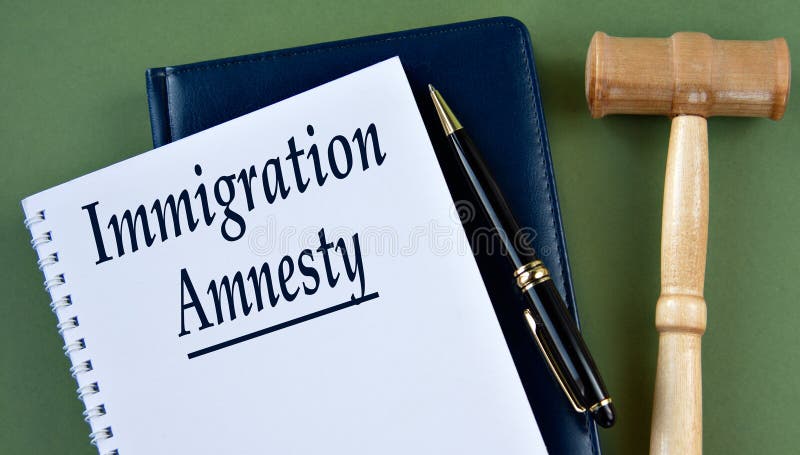 IMMIGRATION AMNESTY - Words on a White Sheet with a Judge S Gavel Stock ...