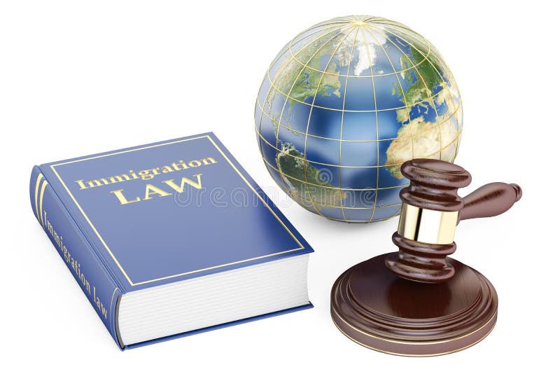 Immigration Law Concept with Gavel and Globe. 3D Rendering Stock ...