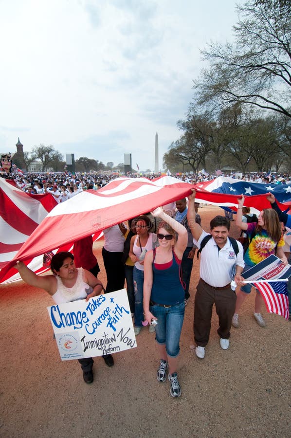 Immigration Rally in Washington Editorial Stock Photo - Image of ...