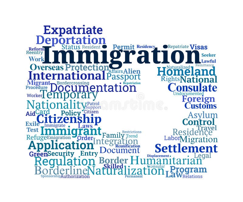 Immigration Word Cloud stock illustration. Illustration of legal ...