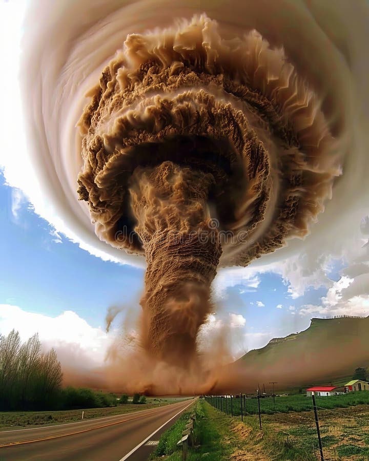 Imminent Danger Tornado Approaching on Oklahoma Prairie, a Looming ...