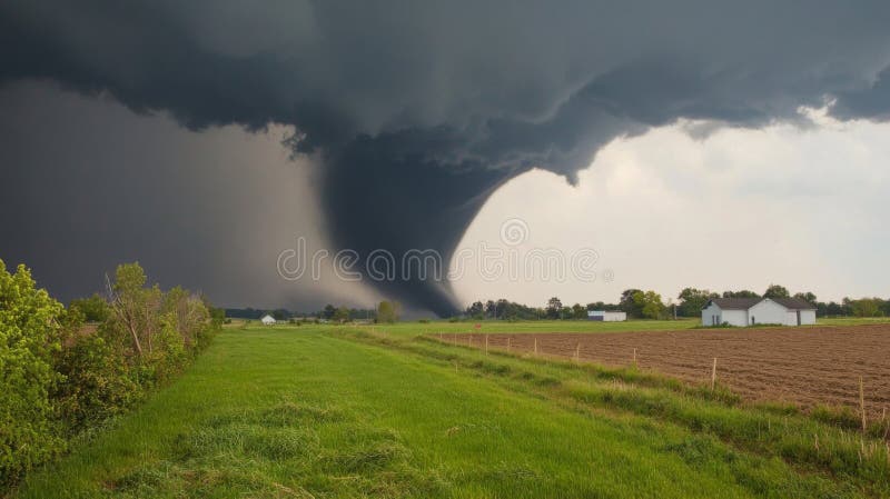 Imminent Tornado Approaching Rural Landscape Stock Illustration ...