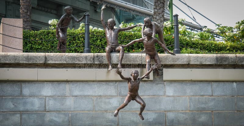 Immortalised Kids Having Fun Statue Editorial Photo - Image of statue ...