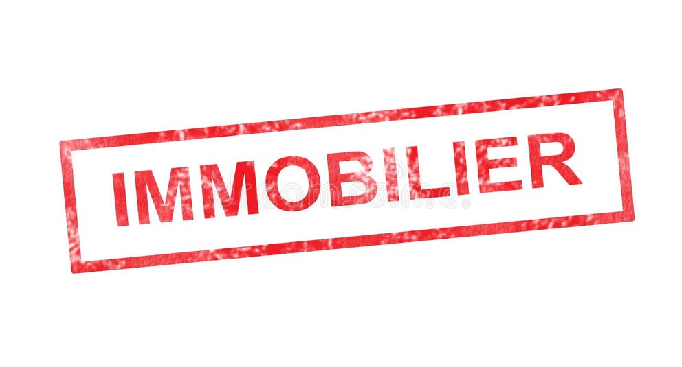 Immovable in French Translation in Red Rectangular Stamp Stock ...
