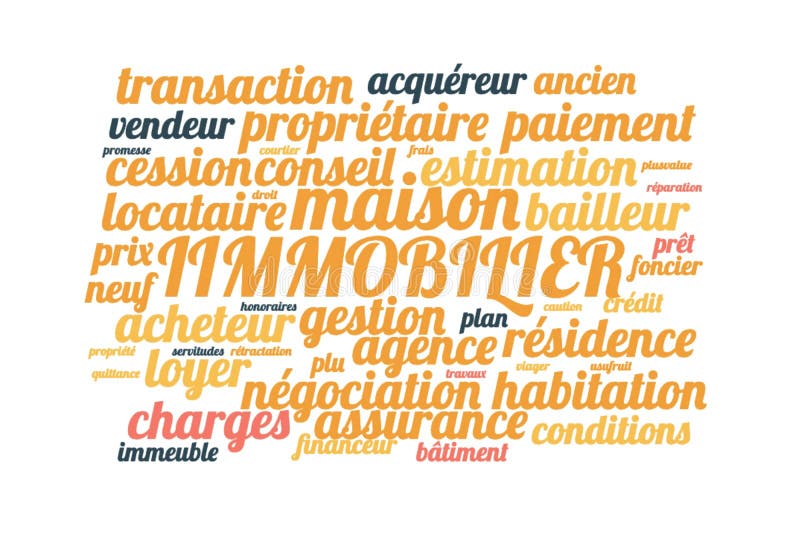 Immovable Word Cloud Vector Illustration in French Language Stock ...