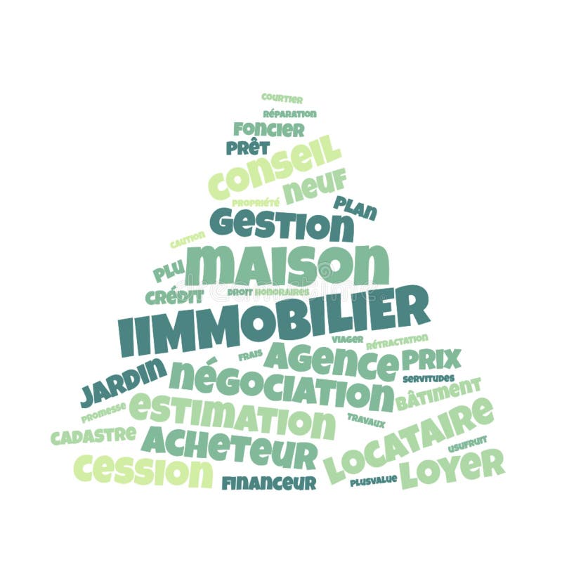 Immovable Word Cloud Vector Illustration in French Language Stock ...