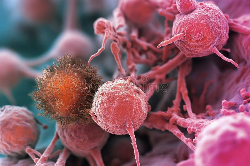 Immune Cells Attack Cancer Cells, T-cells Attacking Cancer Stock Image ...