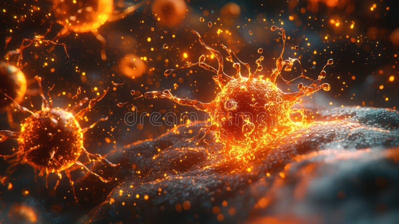 Immune Cells in Vibrant Orange Colors Interact Dynamically, Showcasing ...