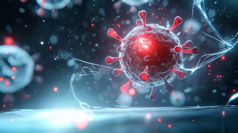 Immune System Attacking Virus 3D Visualization Microscopic View of ...