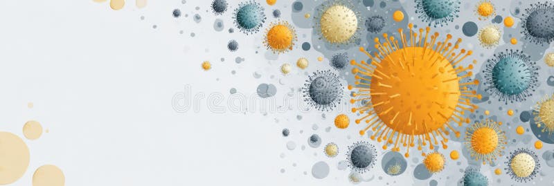 Immune System Combatting Cold Virus in Modern Illustration with Blank ...