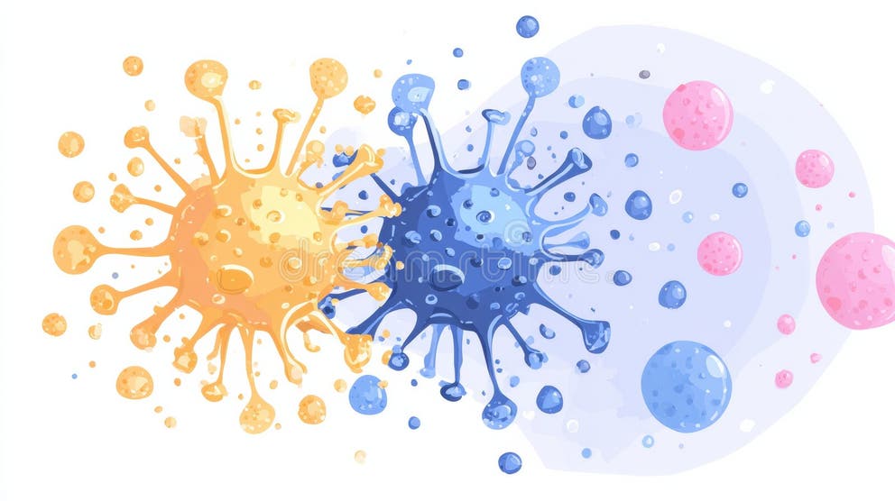 Immune System Elements Actively Targeting Cold Virus in a Colorful ...