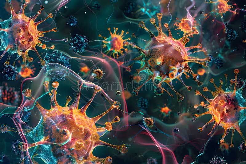 Immune System Fighting Virus Under Microscope Stock Photo - Image of ...