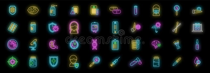 Immune System Icons Set Vector Neon Stock Image Image Of Adult Black