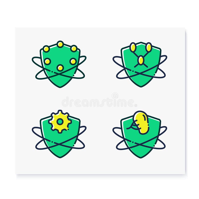 Immune System Line Icons Set Stock Vector Illustration Of Immunity
