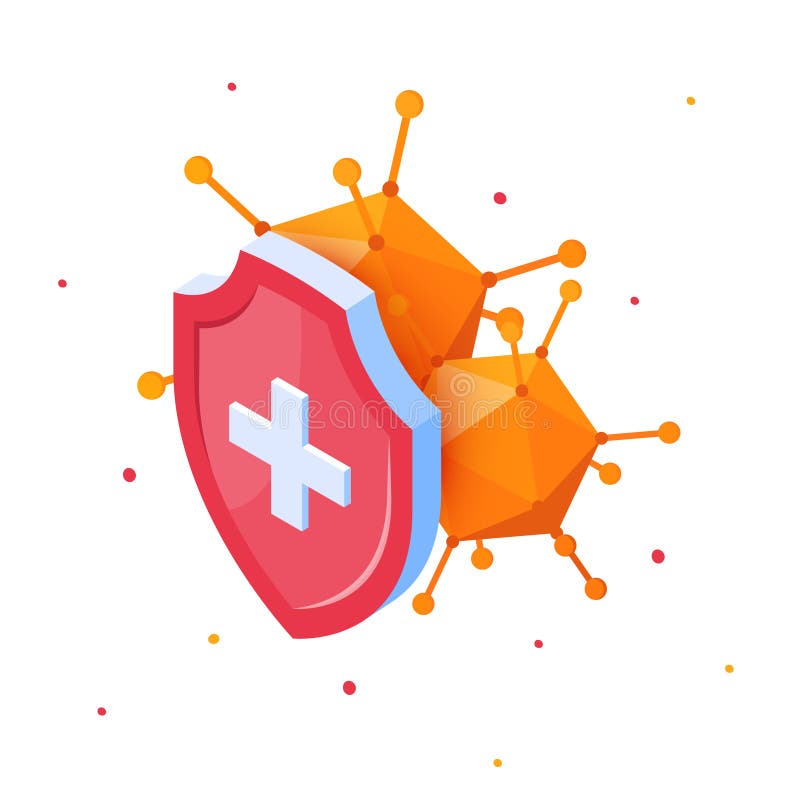 Immune System Shield with Virus in Isometric View Stock Vector ...