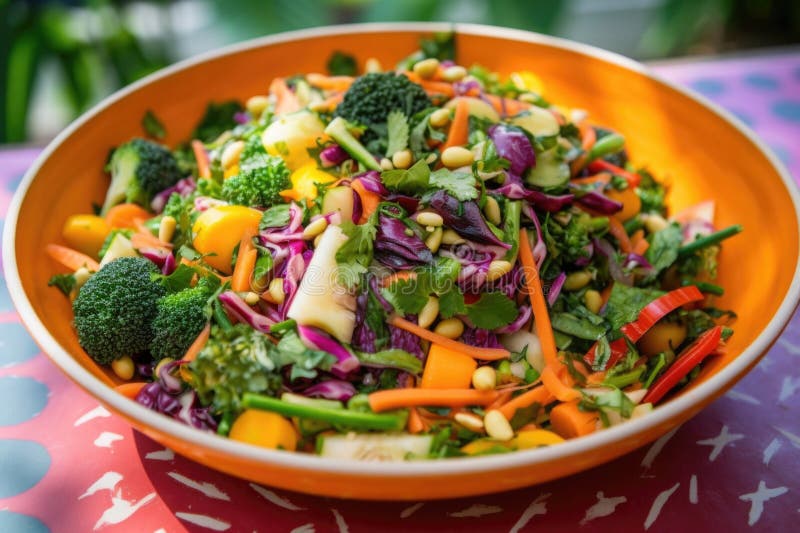 Immunity-boosting Salad with Vegetables, Nuts, and Herbs Stock ...