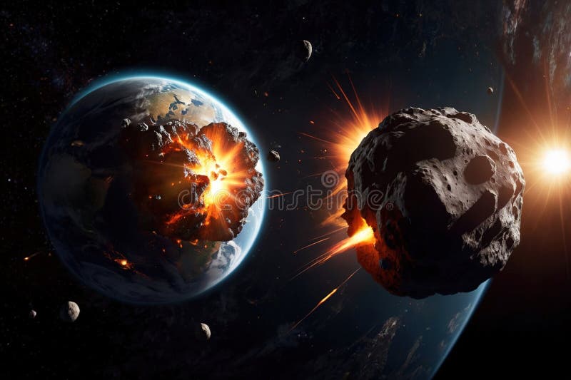 Impact of Asteroid Meteor Comet Collision Explosion Over Planet Earth ...