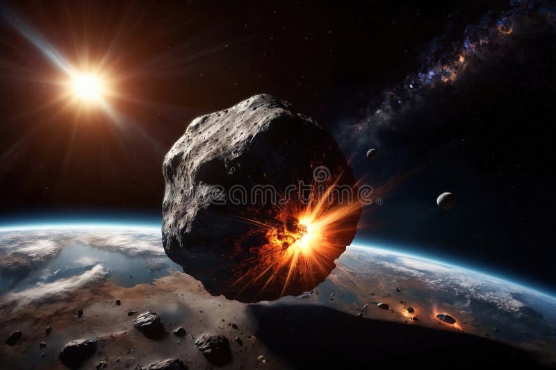 Impact of Asteroid Meteor Comet Collision Explosion Over Planet Earth ...