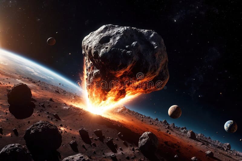 Impact of Asteroid Meteor Comet Collision Explosion Over Planet Earth ...