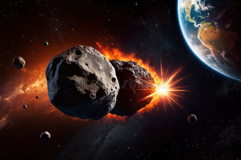 Impact of Asteroid Meteor Comet Collision Explosion Over Planet Earth ...