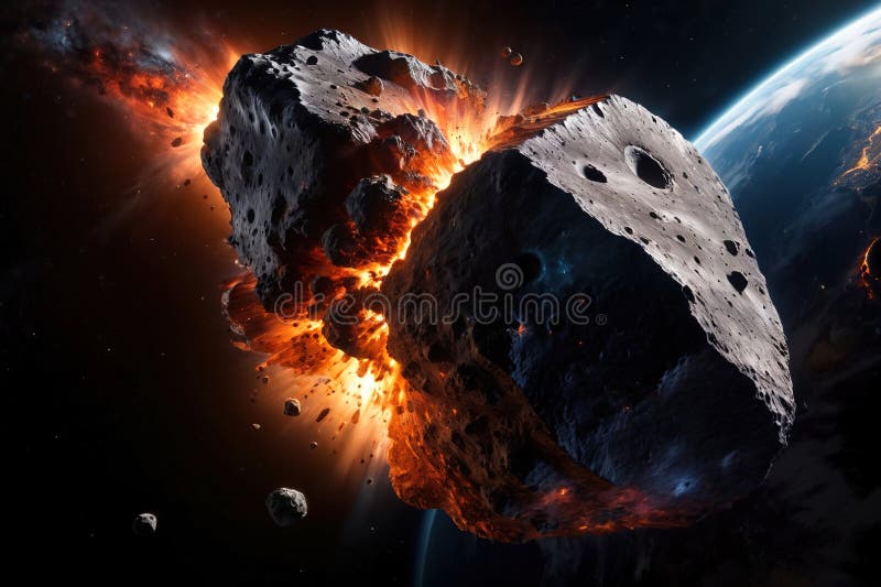 Impact of Asteroid Meteor Comet Collision Explosion Over Planet Earth ...