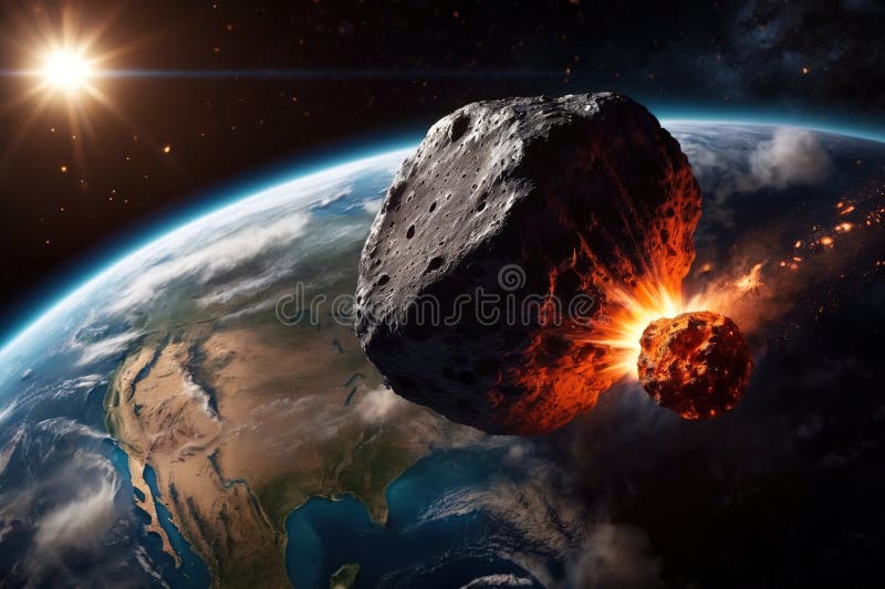 Impact of Asteroid Meteor Comet Collision Explosion Over Planet Earth ...