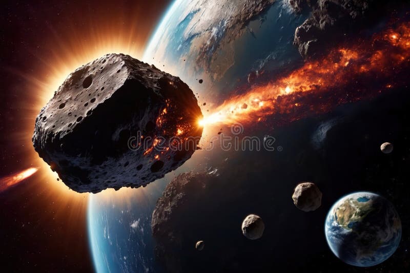 Impact of Asteroid Meteor Comet Collision Explosion Over Planet Earth ...