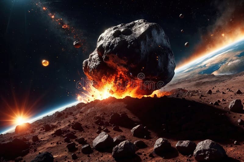 Impact of Asteroid Meteor Comet Collision Explosion Over Planet Earth ...