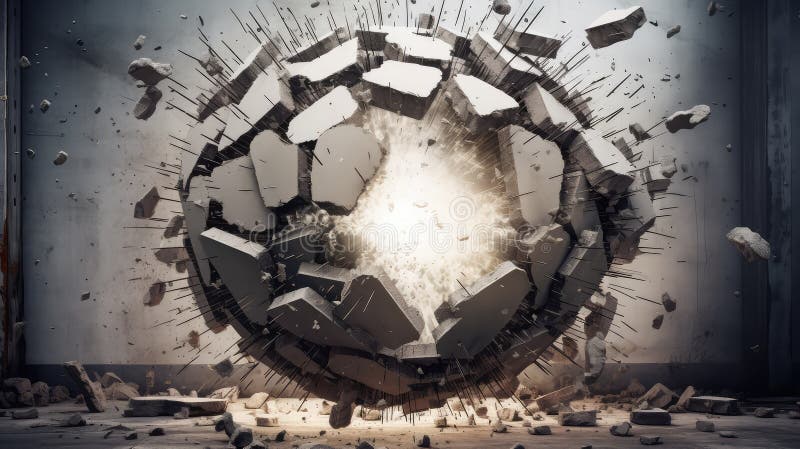 Impact breakthrough wall stock illustration. Illustration of progress ...