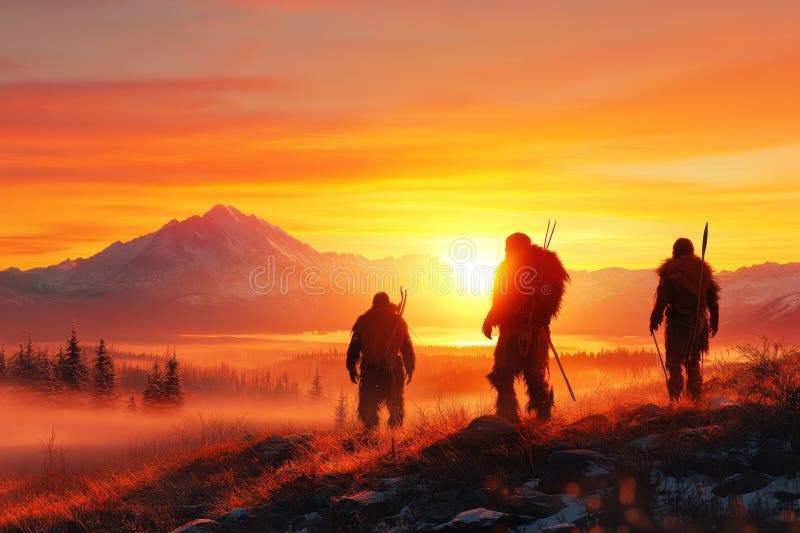 Impact of Climate Change on Human Evolution Stock Illustration ...