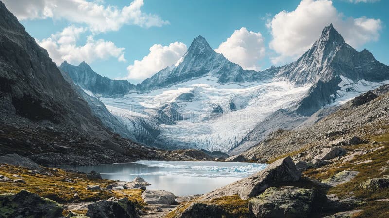 Impact of Climate Change on Pristine Mountain Landscape with Melting ...