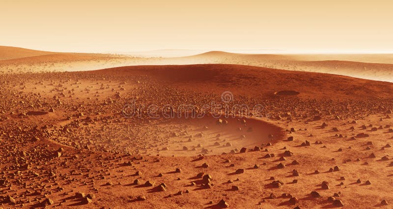 Impact Craters on Mars. Martian Landscape Stock Illustration ...