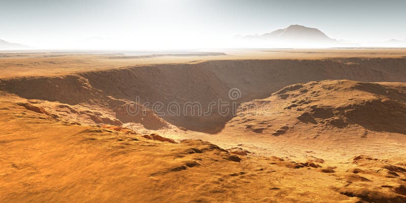 Impact Craters on Mars. Martian Landscape Stock Illustration ...