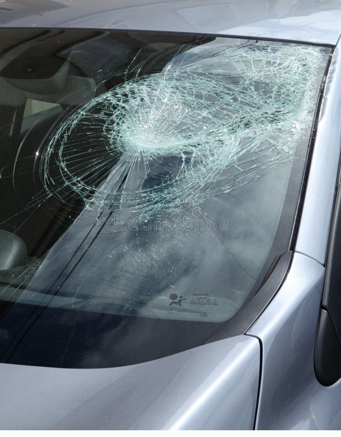 Impact on the Front Windscreen of a Car Stock Image - Image of impact ...