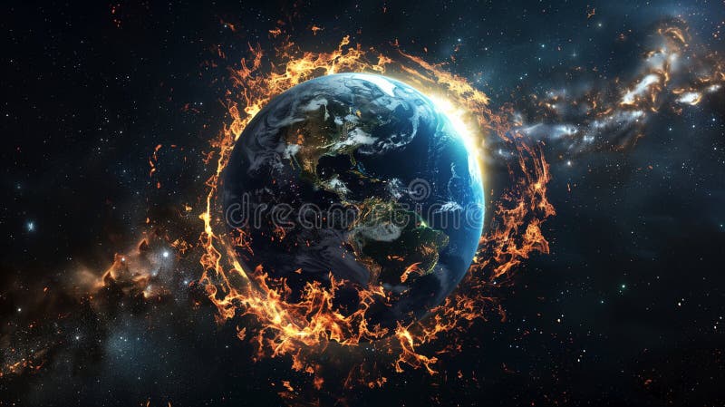 Impact of Global Warming on Earth. View from Space Stock Illustration ...