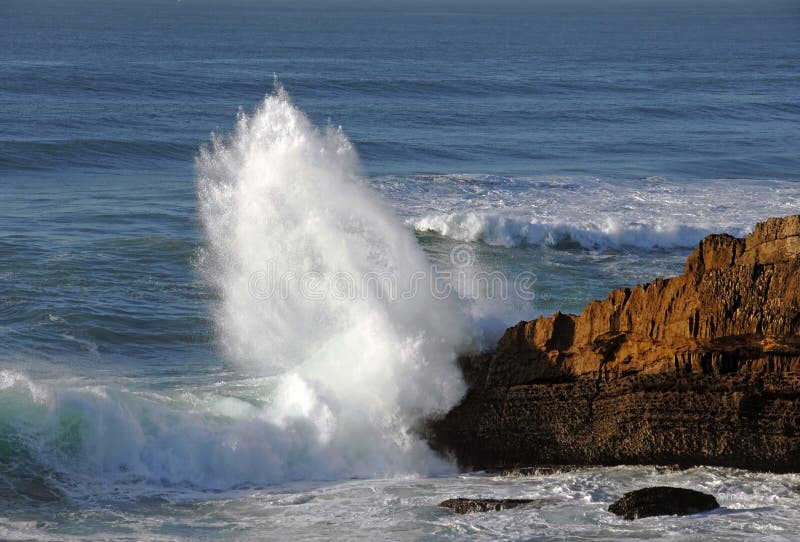 Impact of Large Wave Against Rocks Stock Image - Image of seascape ...