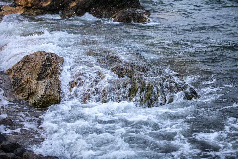 Impact of Large Waves Against Rocks Stock Photo - Image of shore ...