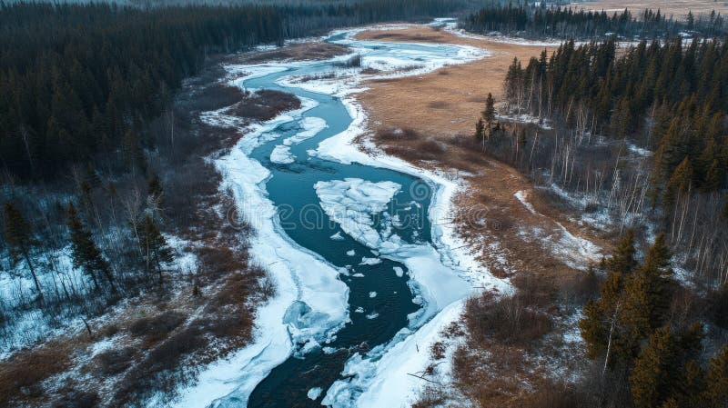 Impact of Melting Ice on River Flow Evolution Stock Illustration ...