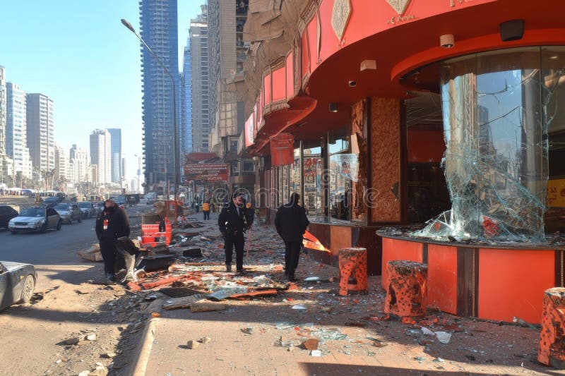 The Impact of a Money-laden ATM Blast in a German Bank Stock Image ...