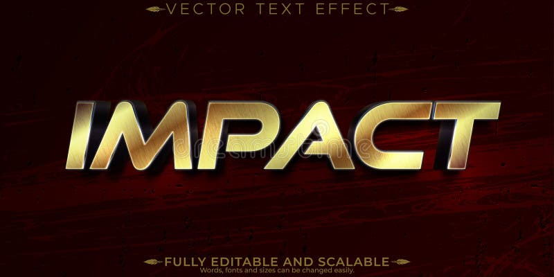 Impact Text Effect, Editable Metallic and Shiny Text Style Stock Vector ...