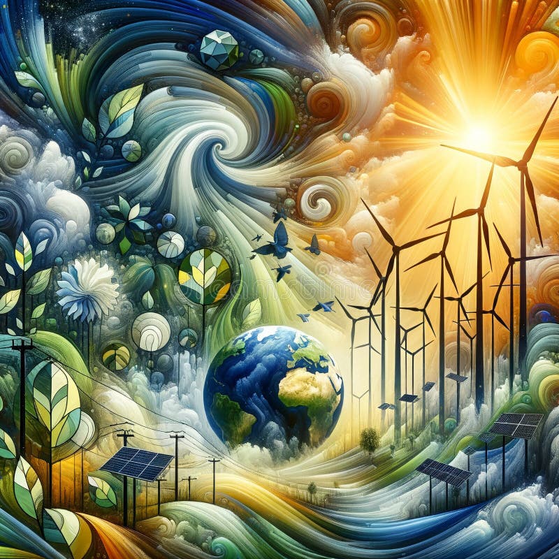 Seamless Integration of Green Energy Solutions Stock Illustration ...